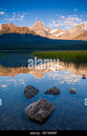 Reflection of Howse Peak at Waterfowl Lake Campground in Banff National ...