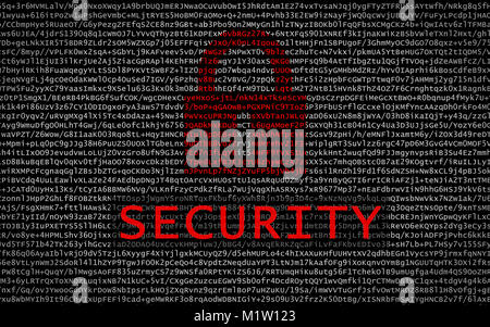 Red lock over encrypted text - cyber crime Stock Photo - Alamy