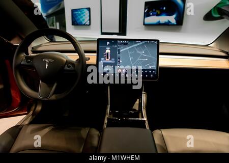 Instead of a classic dashboard the Model 3 comes with a center ...