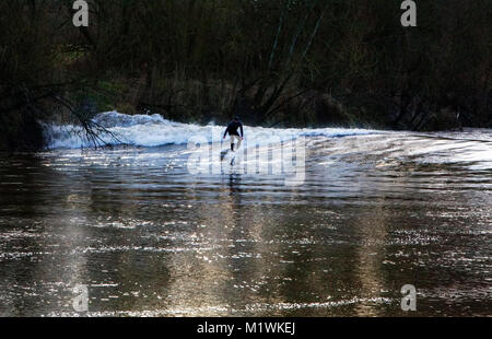 Surfing the Severn Bore Gloucestershire Stock Photo - Alamy