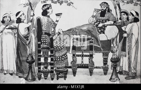 Dress fashion in Babylon and Assyria, 700-600 BC, Assyrian warriors ...