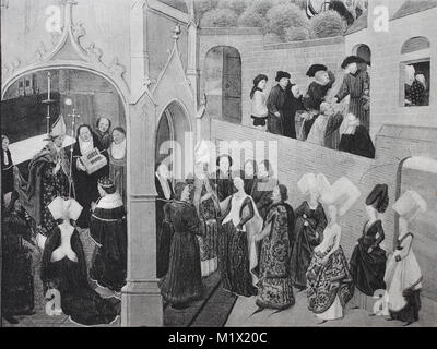 Illustration from a 15th century Flemish Book of Hours showing the ...