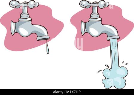 freehand drawn cartoon running faucet Stock Vector Image & Art - Alamy