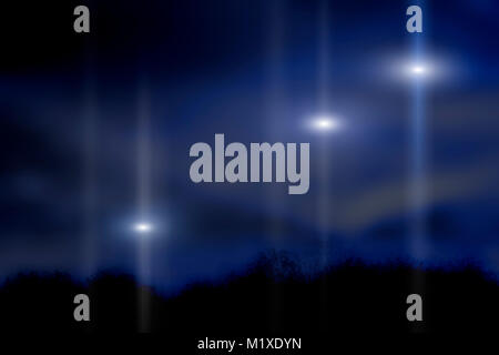 Unidentified blue light in the night sky with room for text Stock Photo ...