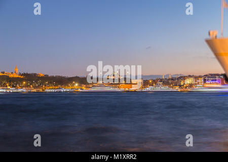Istanbul, Turkey; December 04, 2015: Long exposure Istanbul silhouette ...