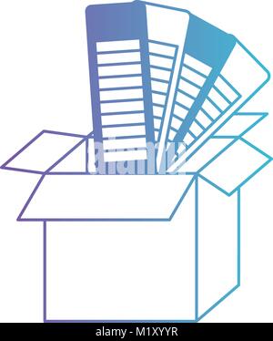 cardboard box and color palette guide in black contour Stock Vector ...