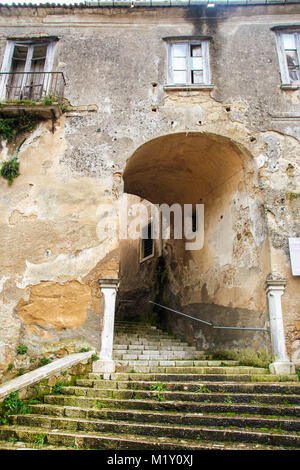 The medieval castle of the town of Tufo in Irpinia, a region of ...