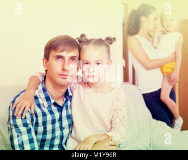 parents with two daughters making decision to split up Stock Photo - Alamy