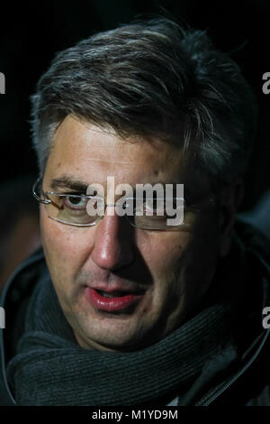 Prime minister of Croatia Andrej Plenkovic and President of the Court ...