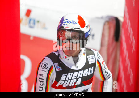 Linus Strasser (GER) during his slalom race during 2026 Audi FIS Ski ...