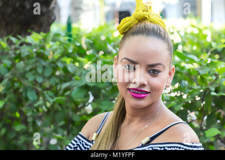 Portrait of a colombian woman posing for the camera in traditional ...