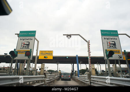 Cars at Autostrade (motorway, highway) Toll in Italy. Payment with ...