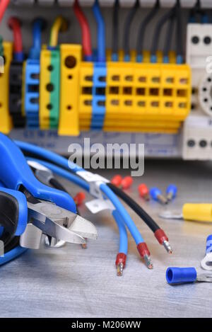 Electrical tools, accessories and electric switchgear cabinet Stock ...