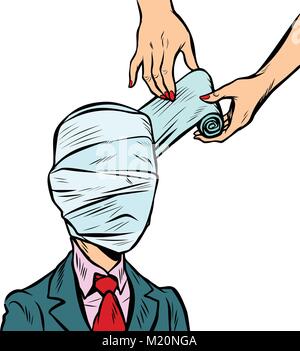 Cartoon physical injury, wound bandage application concept. Open and ...