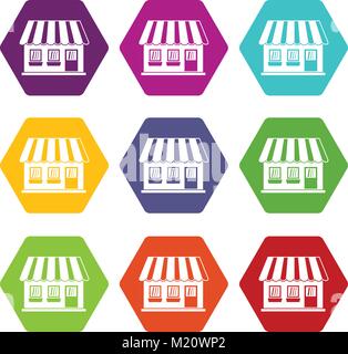 Shop icon set color hexahedron Stock Vector Image & Art - Alamy
