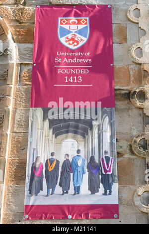 coat of arms banner of St Andrews university, fife, displayed at ...