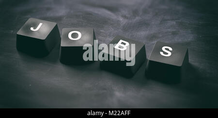 Find a job online concept. Jobs written on keyboard keys on white ...