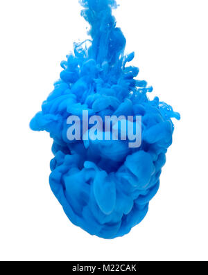 blue color paint pouring in water Stock Photo - Alamy