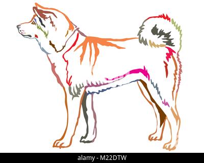 Decorative outline portrait of Dog Japanese Spitz, vector illustration ...