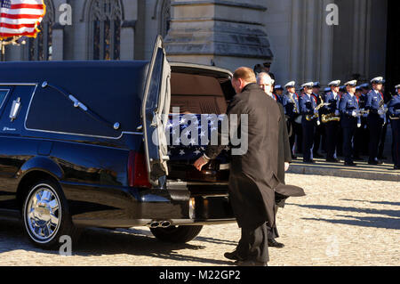 The casket carrying the body of President Gerald R. Ford is prepared ...