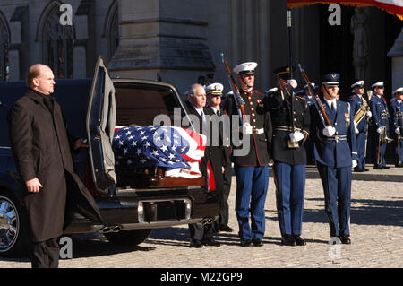 The casket carrying the body of President Gerald R. Ford is prepared ...