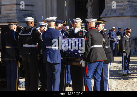 The casket carrying the body of President Gerald R. Ford is prepared ...