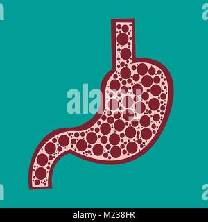 Cross section of a human Stomach with ulcers. Close-up of bacteria Helicobacter pylori that ...