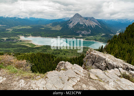 view to a barrier lake from a hiking trail in the Harz national park ...