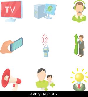 Mass media representative icons set, cartoon style Stock Vector Image ...