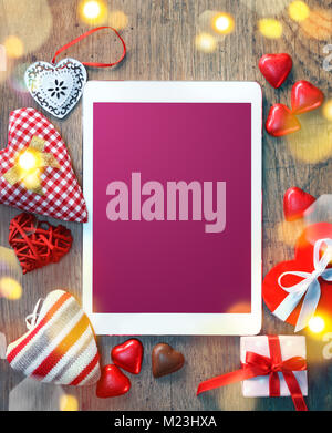 Digital tablet mock up with rustic Christmas decorations for app ...