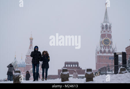 Heavy snowfall in Moscow. Red Square, Moscow, Russia Stock Photo - Alamy
