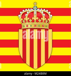 Catalonia coat of arms and flag, symbols of the region Stock Vector ...
