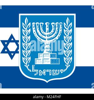 Flag and coat of arms of the State of Israel and the State of Stock ...
