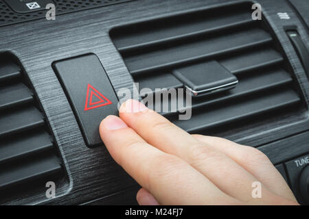 SOS button in a car as a symbol for the eCall system in European cars ...