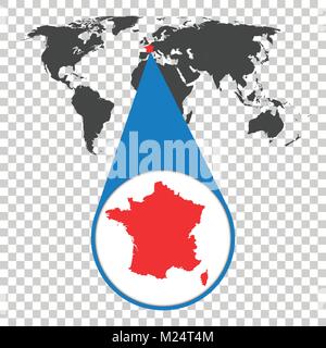 Zoom on France Map and Flag. World Map Stock Vector Image & Art - Alamy