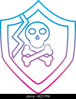 virus protection, security shield, degraded line style icon vector ...
