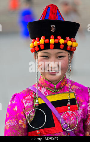 Youth in traditional Deel clothes and horse-head fiddle, Morin chuur ...