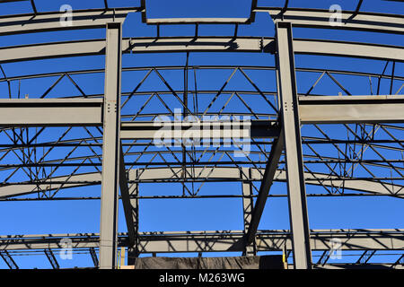 Structural members of steel frame commercial building under ...