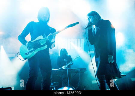 The alternative Danish rock band Mew performs a live concert at the ...