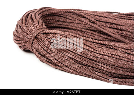 closeup brown polyester rope, Synthetic fibres rope Stock Photo - Alamy