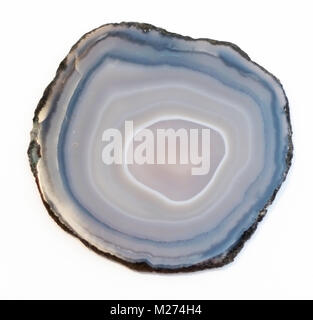 Abstract background - cyan agate slice mineral isolated on white ...
