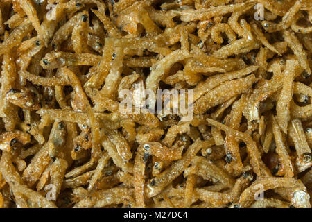 Small Fried Fish Crispy with dried chilli and Kaffir lime leaf / Pile ...