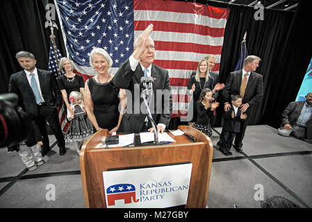 Topeka, Kansas 11-4-2014 Senator Pat Roberts with his wife Franki at ...