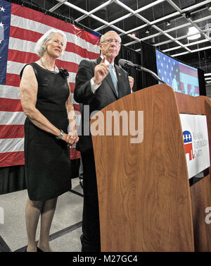 Topeka, Kansas 11-4-2014 Senator Pat Roberts with his wife Franki at ...