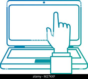 laptop computer with hand user touching vector illustration design ...
