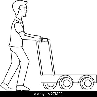 delivery worker with cart avatar character Stock Vector Image & Art - Alamy