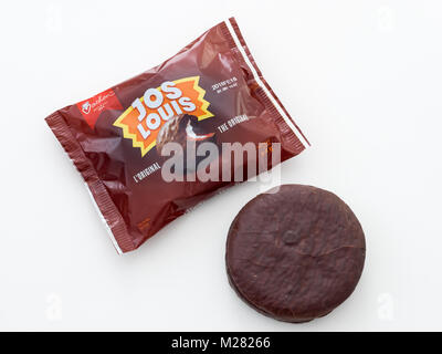 A Jos Louis (Jos. Louis) cake, a confection consisting of two red ...