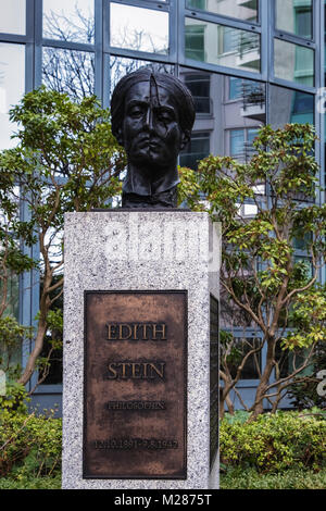 Monument, bust, Edith Stein, philosopher, Strasse der Erinnerung road ...