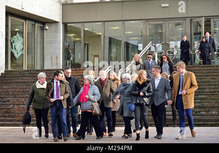 Maidstone, UK. 6th Feb. The family of 23 year old Molly McLaren leave ...