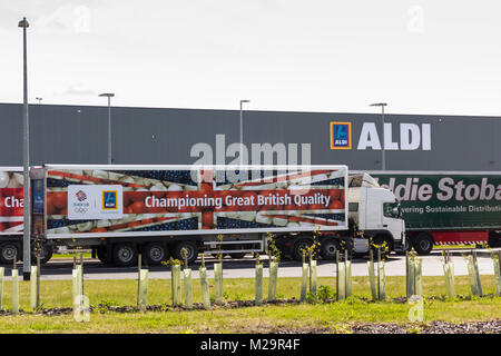 Aldi Bolton distribution warehouse exterior truck loading bays with ...